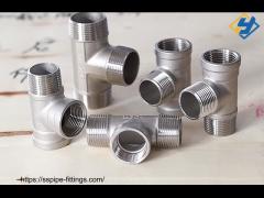 304/316L Stainless Steel Male Thread Tee Pipe Fitting With BSP NPT Thread