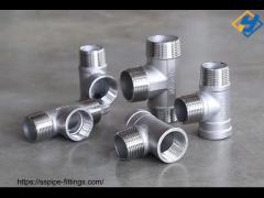 Stock Casting Pipe Fitting Connector Male Equal Tee 304 Stainless Steel Male Thread Connection