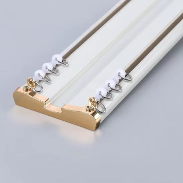Quality aluminium double silent curtain rod and rails curtain rail rods for sale