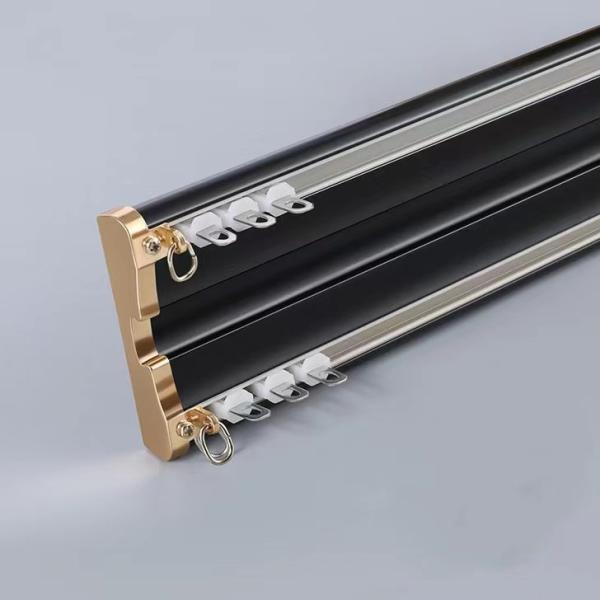 Quality aluminium double silent curtain rod and rails curtain rail rods for sale