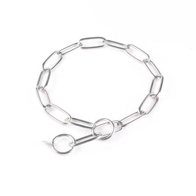 China Hot selling dog chain metal pulling rope bite-proof  stainless steel dog collar for sale