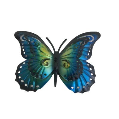 China Colorful Metal Butterfly Wall Decor 6.5'' Double Wings for Outdoor or Garden Display for sale