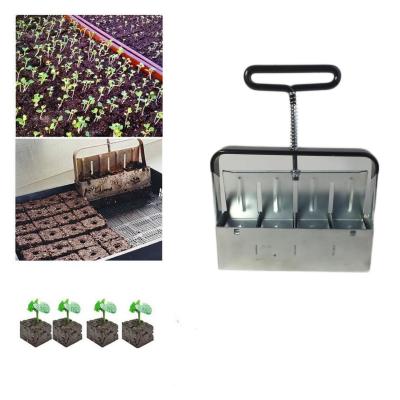 China Garden Planting Tool Quad Soil Blocker with Comfortable Handle and Galvanized Finishing for sale