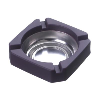 China 9*9*3cm Modern Design Multi-Functional Stainless Steel Ashtray for Car Custom Logo for sale