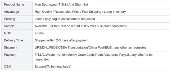 Men&prime;s Summer Thin Quick Drying Sportswear Men&prime;s Set with Short Sleeve Top and Sport Shorts