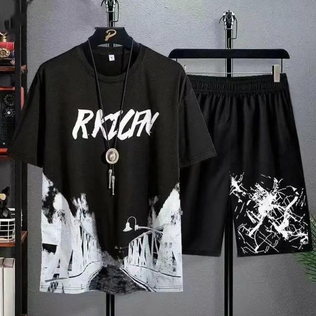 Men&prime;s Summer Thin Quick Drying Sportswear Men&prime;s Set with Short Sleeve Top and Sport Shorts