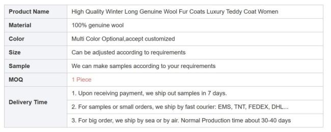 Wholesale Custom Design Ladies Jacket Winter Fur Long Coats for Women
