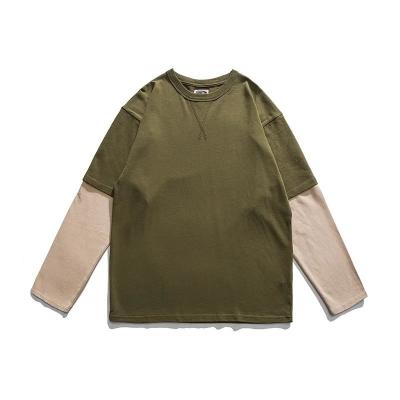 China                  Couple Style Casual Two Long-Sleeved T-Shirt Men&prime;s and Women&prime;s Spring and Autumn Stitching Color Thick Cotton T-Shirt Full Match Top              for sale