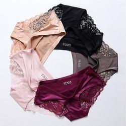 China                  Ladies Sexy Satin Ice Silk Sexy Briefs Seamless Lace Panties 5%off Women&prime; S Panties Underwear              for sale