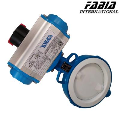 Cina Pn 16 Valvola a farfalla rivestita in gomma pneumatica PTFE-rivestita Valvola a farfalla resistenza alla corrosione per la lavorazione chimica in vendita