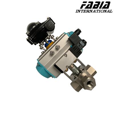 Cina Valvola a sfera pneumatica ad alta pressione a tre vie con denti interni in acciaio inossidabile in vendita