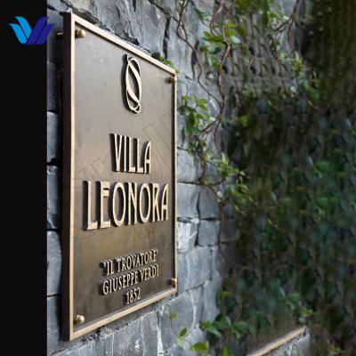 China HONGSEN Manufacturer Custom 3D Metal Brass Carved Signs Cast Bronze Plaques for Hotel Room for sale