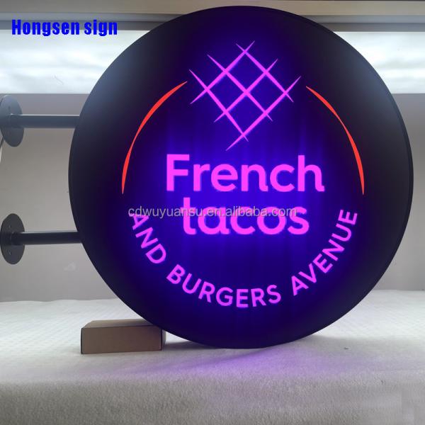 Quality Hongsen Sign Round Outdoor Acrylic Steel Light Box Sign 3D LED Advertising Light Box Shop Sign for sale