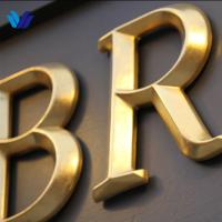Quality HONGSEN Manufacturer Supply Custom Brass Letters Sign 3D Lettering Gold Sign in for sale