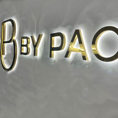 China Hongsen Custom LED Acrylic Letters Outdoor Titanium Mirror Luminous 3D Backlit Sign for Office & Park Commercial Store Sign for sale