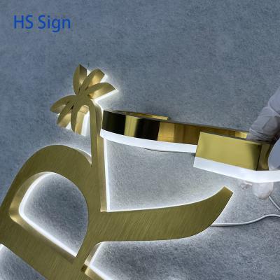 China Commercial LED Backlit Letter Facade Backlight 3d Electronic logo Custom  LED Stainless Steel Sign for sale