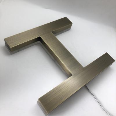 China Decorative Custom Metal Stainless Steel LED Side Light Letter Sign 3D LED Back Light Sign Letter for sale