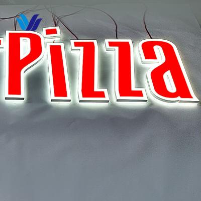 China Hong Sen Custom 3D Stainless Steel Lighted Channel Letters LED Advertising Outdoor Shops Storefront Restaurant Electronic Signs for sale