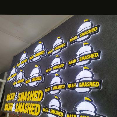 China HS Custom Restaurant Coffee Burger Pizza Shop Logo Channel Letter LED Illuminated Acrylic Mini Commercial Indoor Office Easy for sale