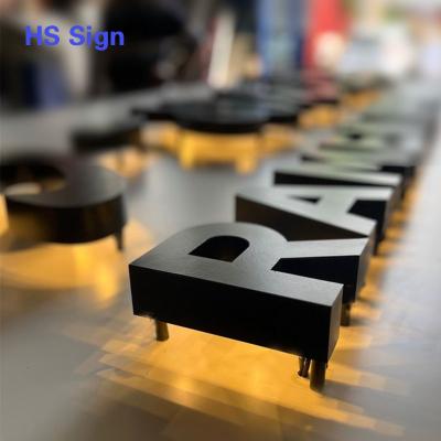 China Custom Stainless Steel Black Backlit Letters with Warm White LED Channel Lettering, Suitable for Commercial Advertising for sale