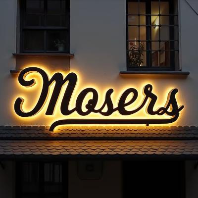China Matte Black Finish LED Backlit Letter Contemporary Illuminated Sign for Modern Office & Gallery Exterior for sale