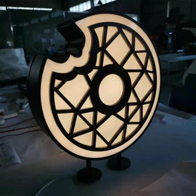 China Round LED Backlit Light Box Waterproof Illuminated Metal Frame Sign with Acrylic for Shop and Cafe for sale