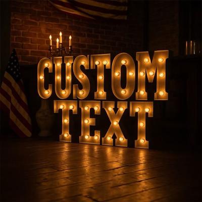China Customizable Vintage Industrial Light Bulb Letters Marquee Signs Galvanized Sheet Waterproof Design for Home Office Advertising for sale
