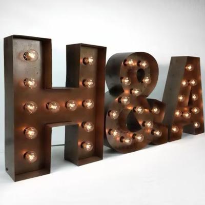 China Customizable Rustic LED Light Bulb Letters-Waterproof Durable Vintage Marquee Signs for Advertising & Home Wedding Decor for sale