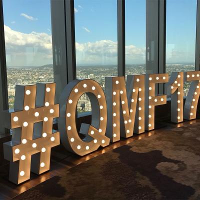 China Custom Size Metal Frame Letters With LED Lights Marquee Letters for Indoor Signage Proposal Party Props for sale