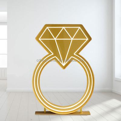 China HS 3ft 4ft Custom Color LED Acrylic Lighting Marquee Letters Gold Ring Decoration for Wedding Party and Office for sale