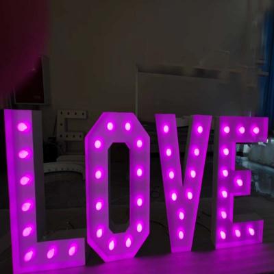 China Custom Marquee Letters Multi-color Advertising LED Bulb Giant Large Electronic Signs Party Event Decoration for Wedding Supplies for sale