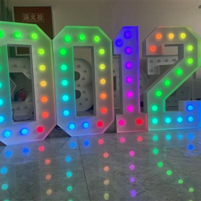 China HS 2024 Factory RGB Led 3ft Plastic Landscape Giant Light up Marquee Neon Letters Numbers Stand for Wedding for sale