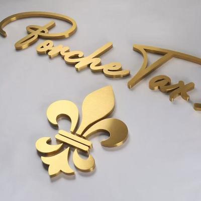 China Custom Welded 3D Gold Metal Letter Sign Indoor Business Sign Stainless Steel Channel Letter for Modern Business Logo Wall for sale