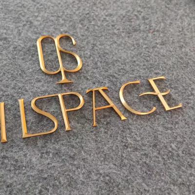 China Custom Modern 3D Brass Letter Wall Mount for Indoor and Outdoor Reception Office Metal Letter Signage with Logo Sign for sale