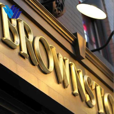 China Custom Modern Metal Aluminum Brass Letters Signage Outdoor Business Logo Store Sign for sale