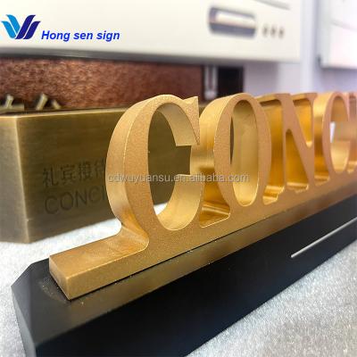 China Hongsen Custom 3D Gold Mirror Solid Brass Metal Crafts Business Signs for Wall Letter Store Personalized Business Signage for sale