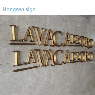 China Hongsen Custom Gold Channel Letter LED Solid Acrylic Back Lit Advertising Sign for Business Logo Outdoor Illuminated for sale