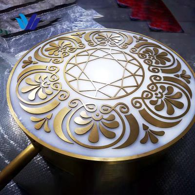 China Hongsen Sign CompanyLight Box Supplier Stainless Steel Titanium Hollow Carved Double-sided Outdoor Advertising Light Box for sale