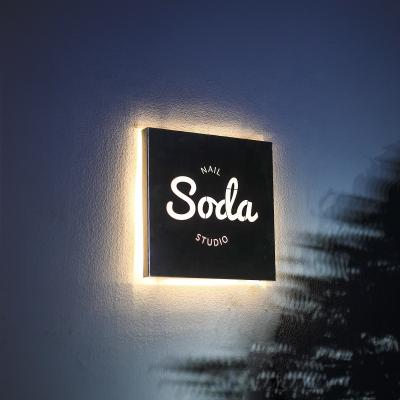 China Customized Metal Back Luminous Characters Natural Color Brushed Stainless Steel Light Box Signs Custom Outdoor Led Light Box for sale