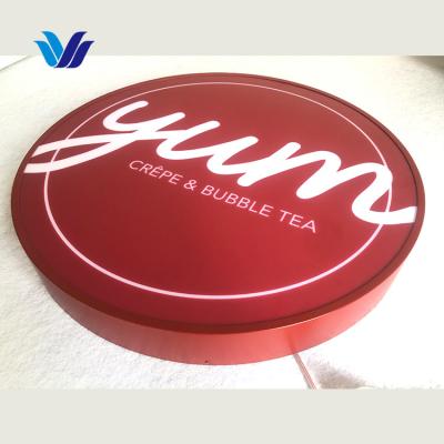 China Hongsen Illuminated Circle Led Sign Shop Board Advertising Signage Light Box White 55 80 Aluminum Profiles Led Lighting SH Sign for sale