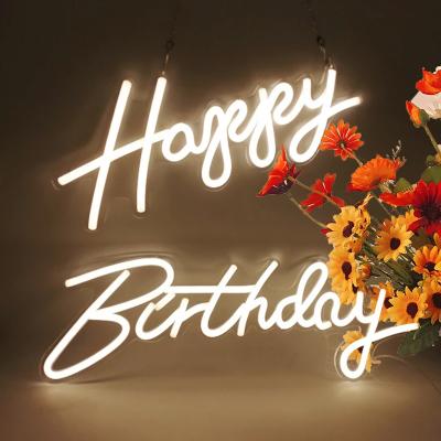 China LED Neon Letters Party Background Wall Decoration Good Atmosphere Glowing Happy Birthday Neon Lights for sale