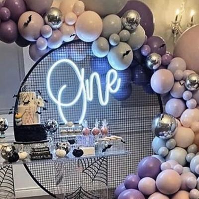 China Custom Acrylic LED Wedding Birthday Happy Anniversary Lets Party Neon Light Sign for sale