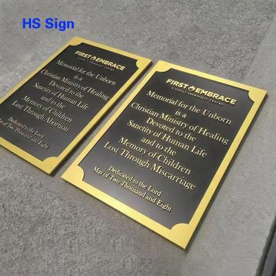 China HONGSEN Custom Engraved Metal Nameplate Steel Brass Plaque Bronze Engraved Relief Plaque Sign Door Decor for sale