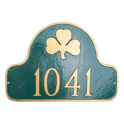 China Custom Shape Outdoor Modern Scratch Resistant UV Printed Brass Plaque Sign for Office Lobby for sale