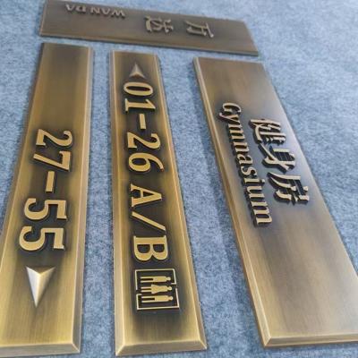 China High Quality Luxury Modern Custom Design Brass Gym Toilet House Number Letter Plaque & Sign for sale