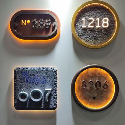 China Custom Brass & Aluminium Engraved Metal Plaque UV Printed House Address Numbers Custom Plating for Home Hotel Wayfinding Signage for sale