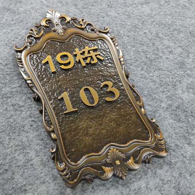 China Modern Custom Metal Brass & Aluminium House Number Door Sign Hotel Room Plate Plaque with UV Printing and Custom Engraving for sale