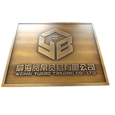 China Custom Design Retro Style Metal Plaques Company Office Engraved Brass Aluminum Logo Sign for sale