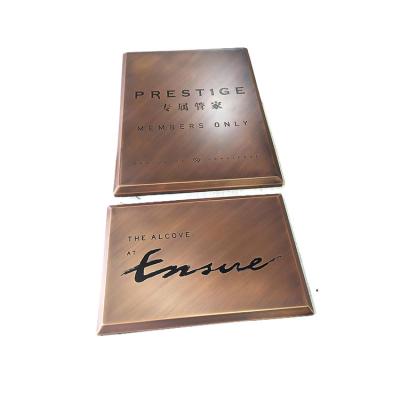 China Custom Design Brass Aluminum Retro Metal Plaque with UV Printing Engraving for Advertising Park Buildings Holiday Decoration for sale