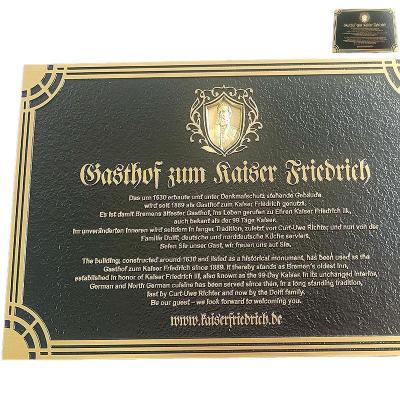 China Aluminum Brass Three-Dimensional Relief Painted Finish Professional-Designed Metal Plaque for sale